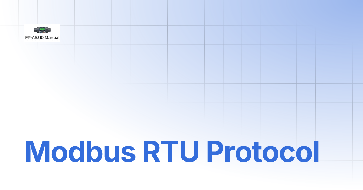 Modbus RTU Protocol | LORRIC Online Documents