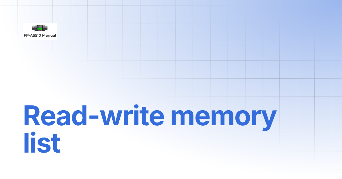 Read-write memory list | LORRIC Online Documents