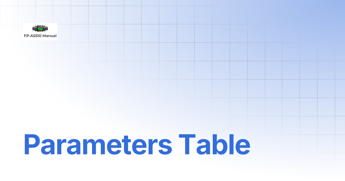 Parameters Table | LORRIC Online Documents
