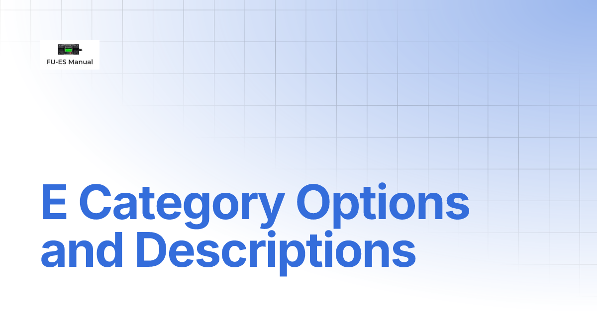E Category Options and Descriptions | LORRIC Online Documents